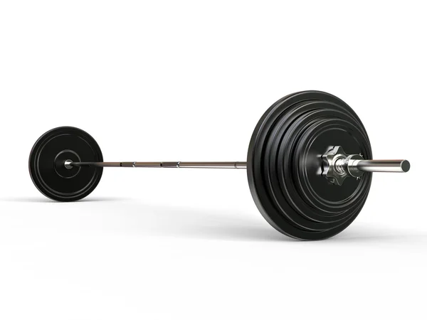 Barbell weight with curved bar and standard weight plates - front view ...