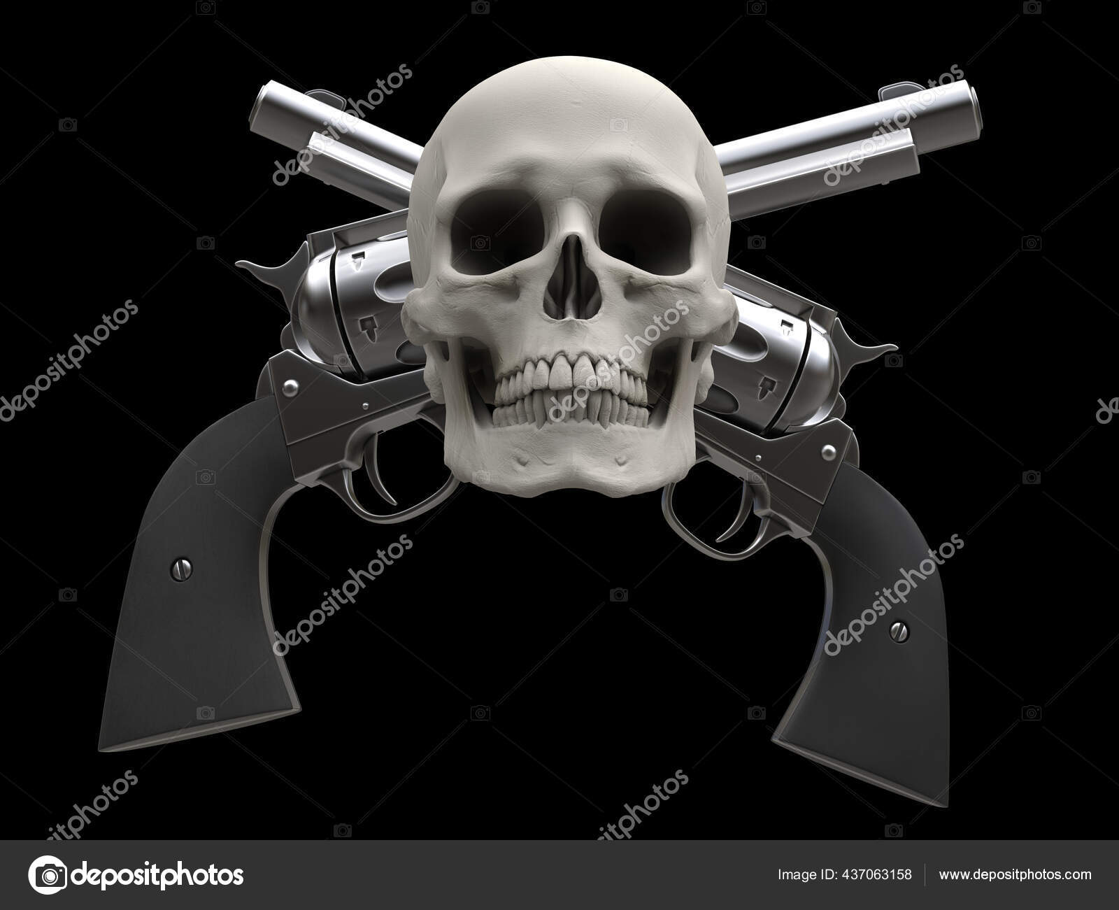 Skulls Guns Skull Two Revolvers Black Grips Stock Photo by ©Trimitrius ...