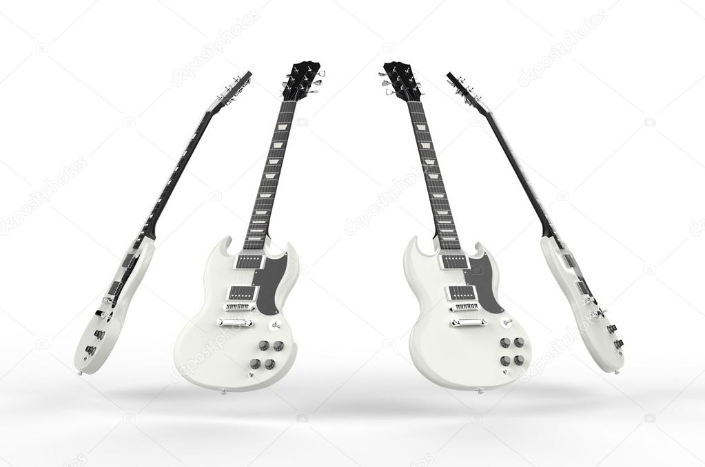 Four white electric guitars — Stock Photo © Trimitrius #83380798