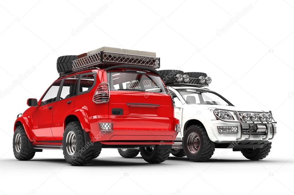 Two Modern SUVs - red and white - back view — Stock Editorial Photo ...