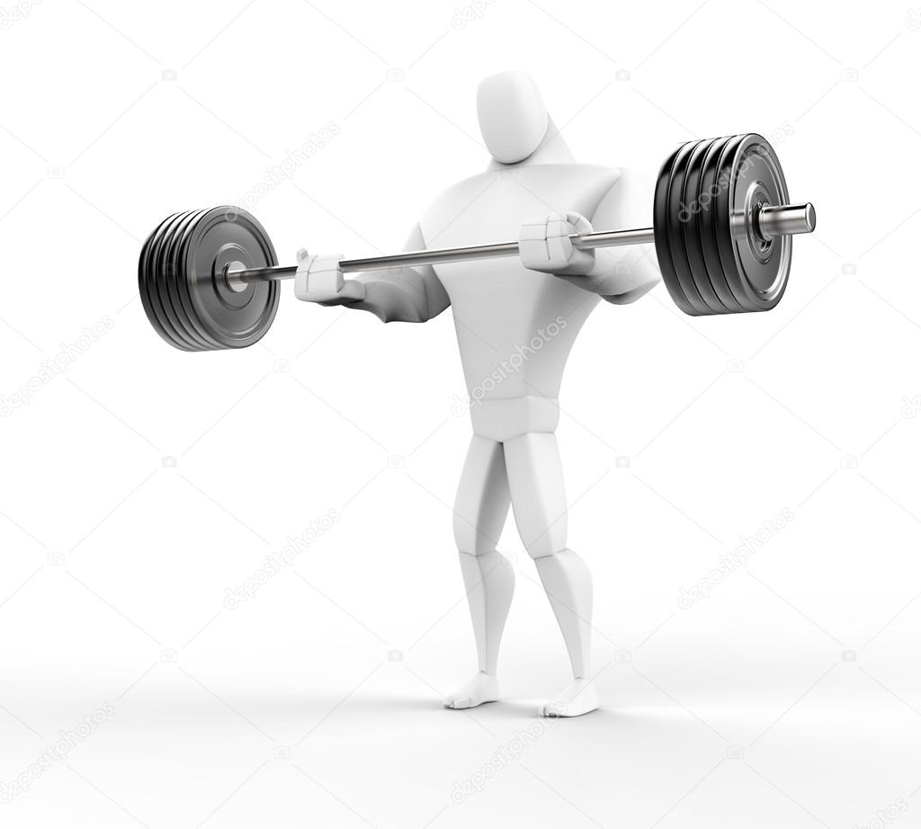 Strong 3D Character Weightlifting - lower view. — Stock Photo ...