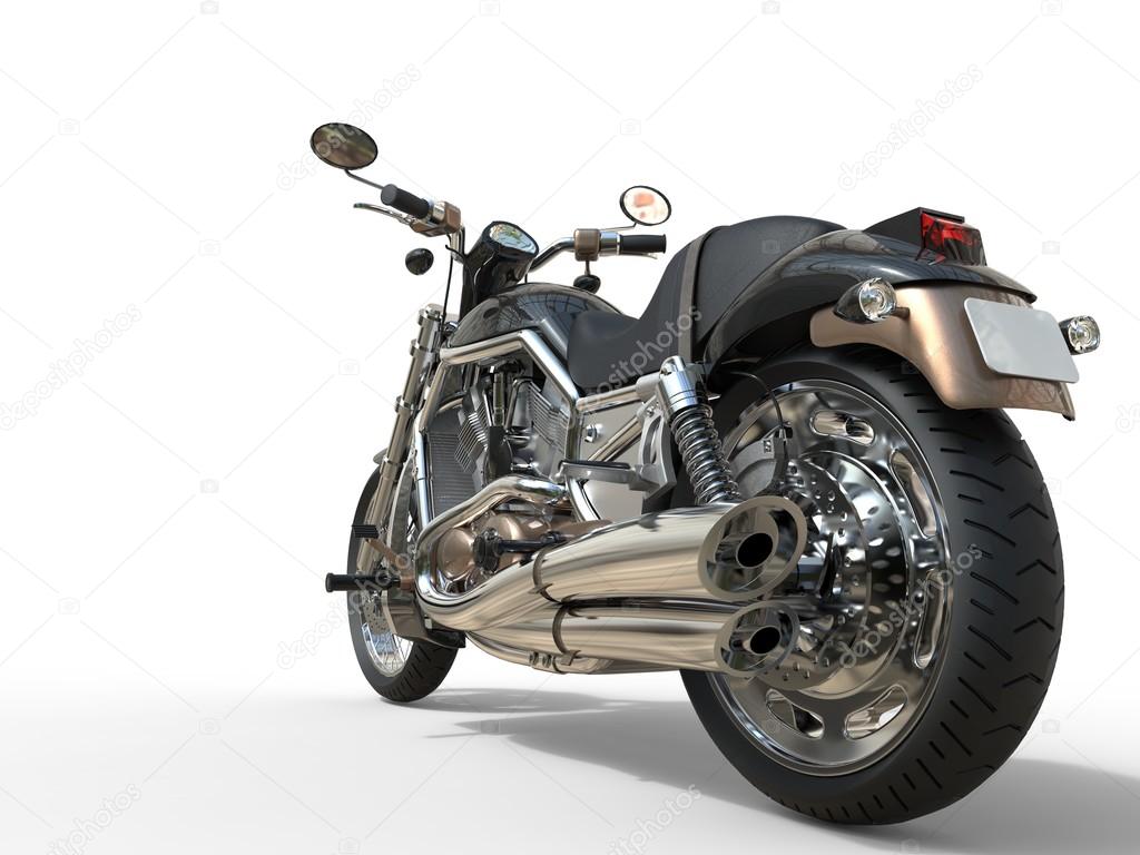 Powerful Vintage Motorcycle - Back Wheel View Stock Photo by ...