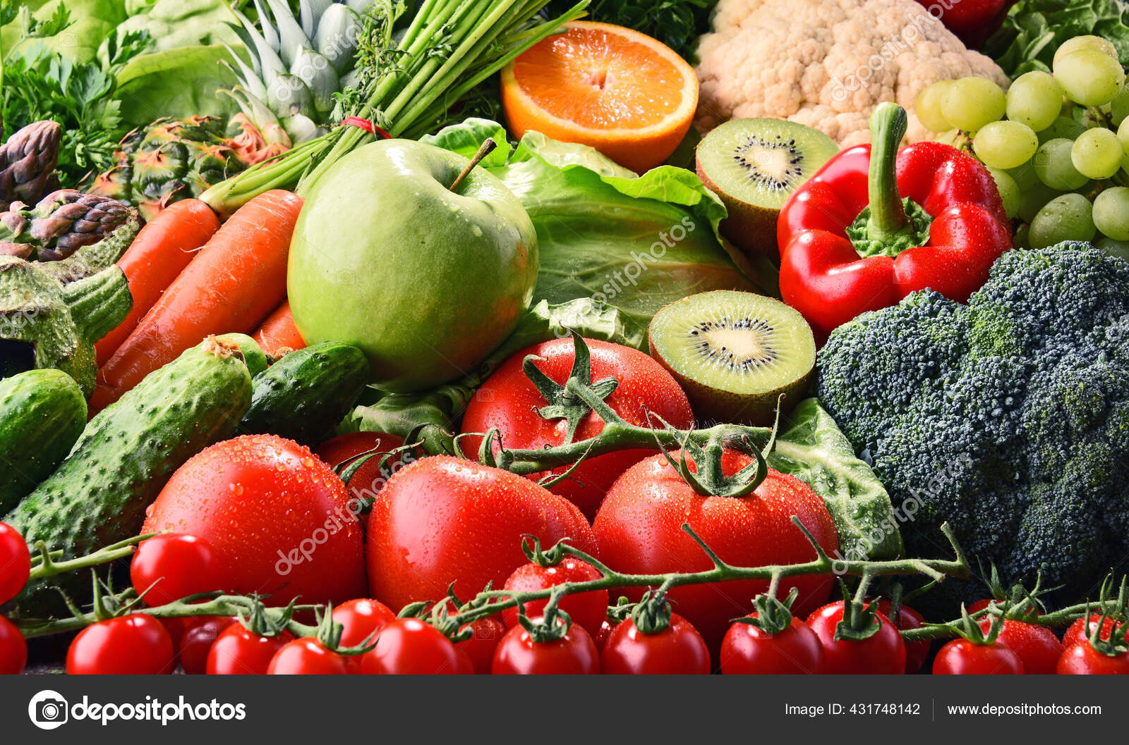 Composition Assorted Raw Organic Vegetables Fruits Detox Diet Stock ...