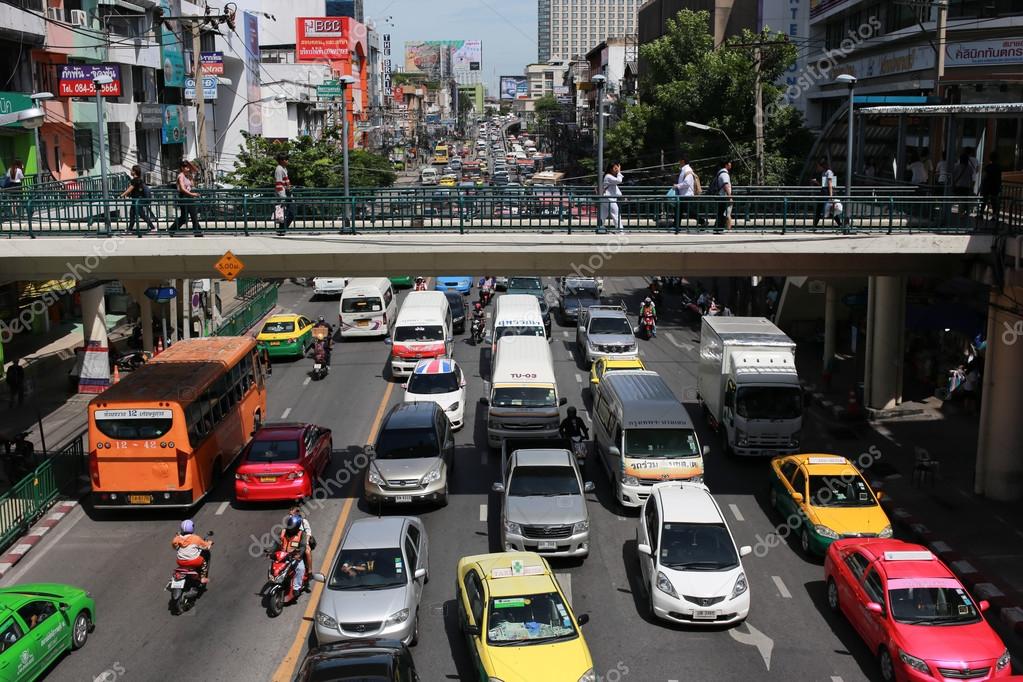 Flyover footbridge avoid traffic jam in bangkok – Stock Editorial Photo ...