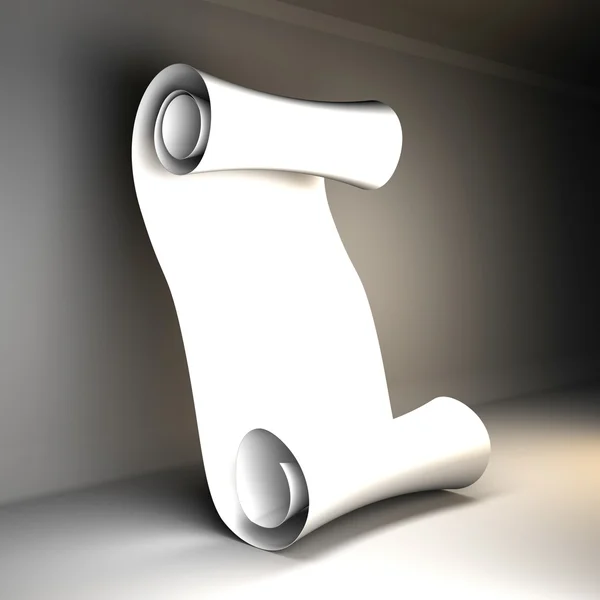 White paper, scrolls, rolls of paper on a white background with space ...