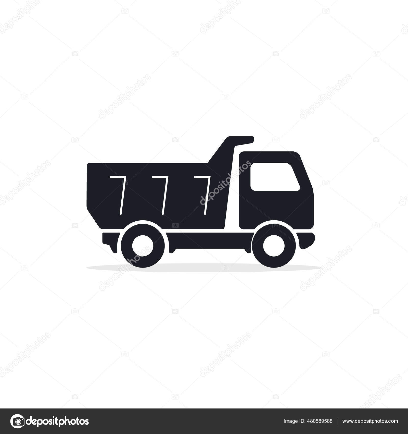 Camión Volquete Icono Vector Plano Silueta Aislada Negro Vector de ...