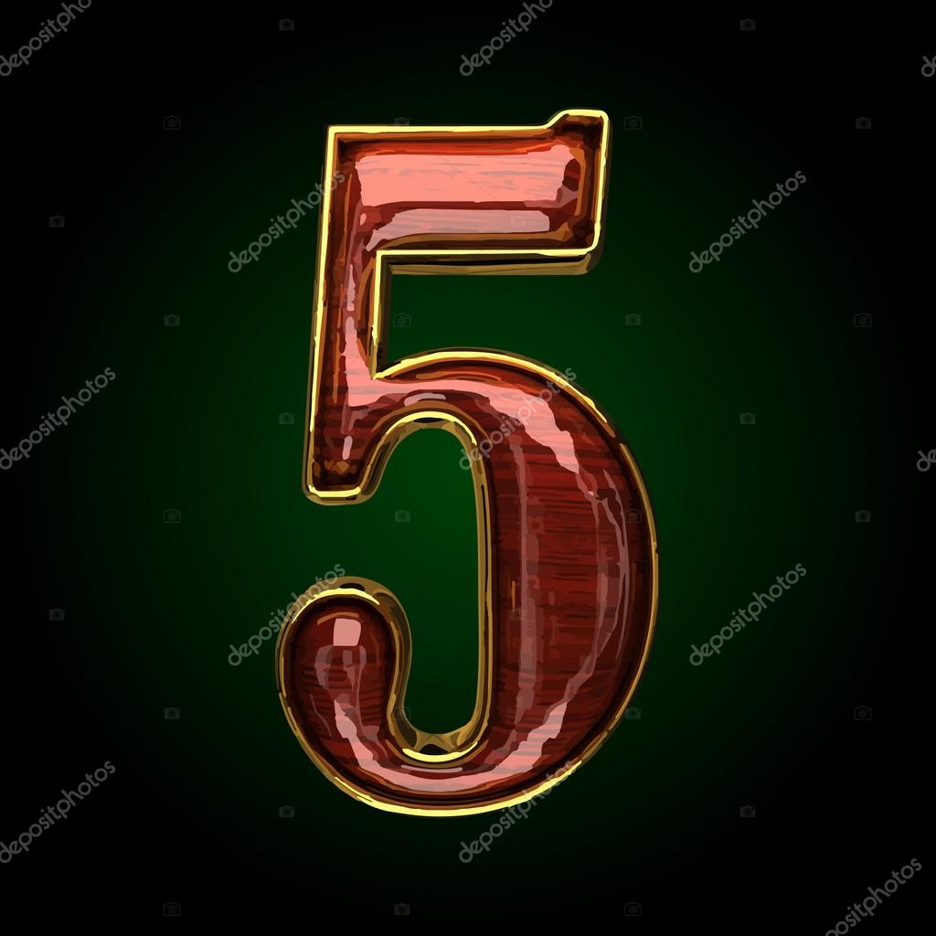 5 vector golden letter with red wood — Stock Vector © videodoctor #95715578