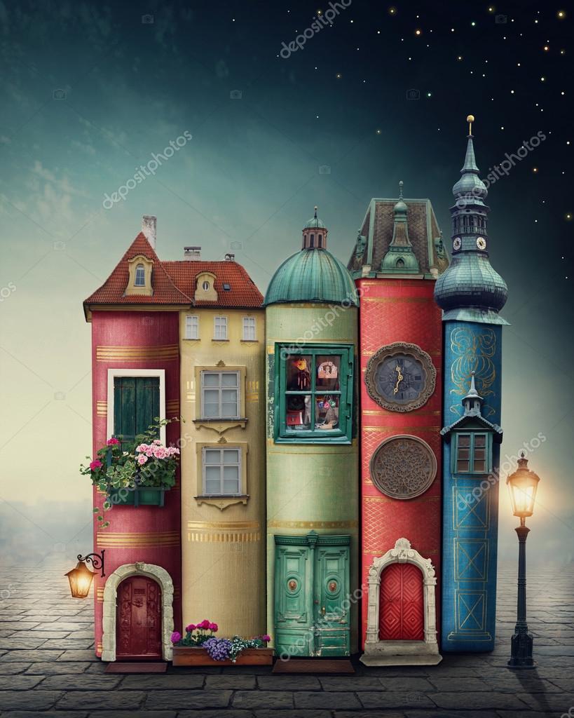 Magic city with books Stock Photo by ©Elena Schweitzer 105107356