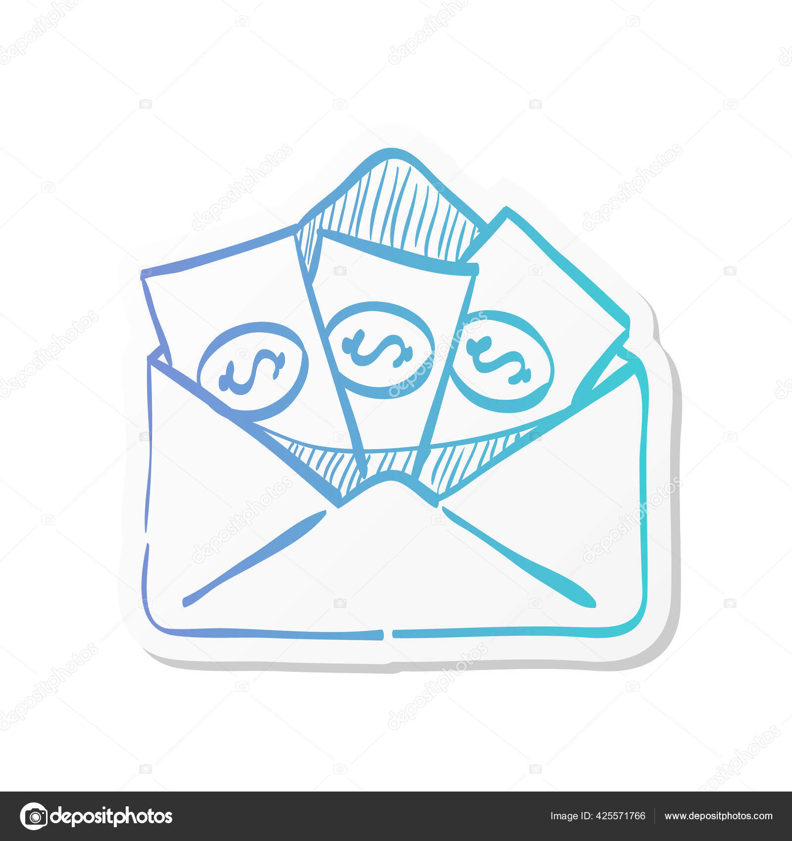 Money Envelope Icon Sticker Color Style Finance Wealth Banking Stock ...