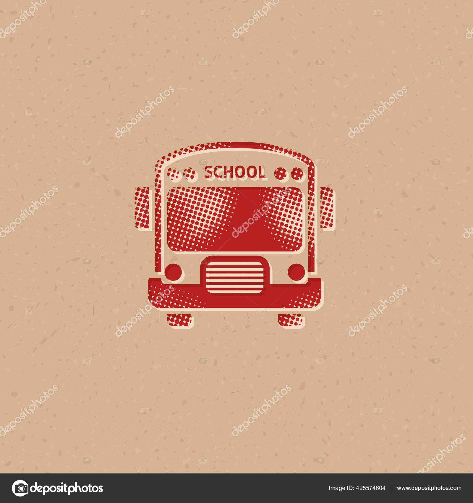 School Bus Icon Halftone Style Grunge Background Vector Illustration ... School Bus Icon Halftone Style Grunge Background Vector Illustration ...
