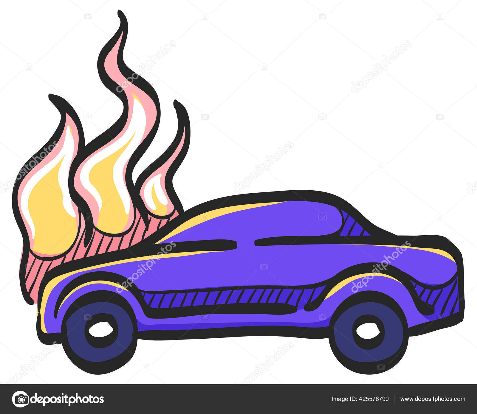 Dibujo De Llamas De Coche