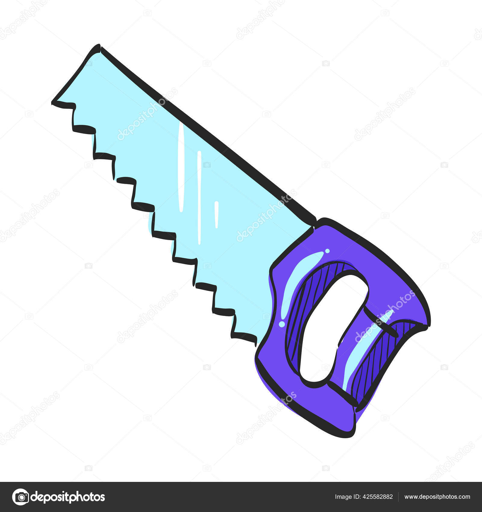 Hand Saw Icon Color Drawing Carpenter Tool Equipment Manual ...