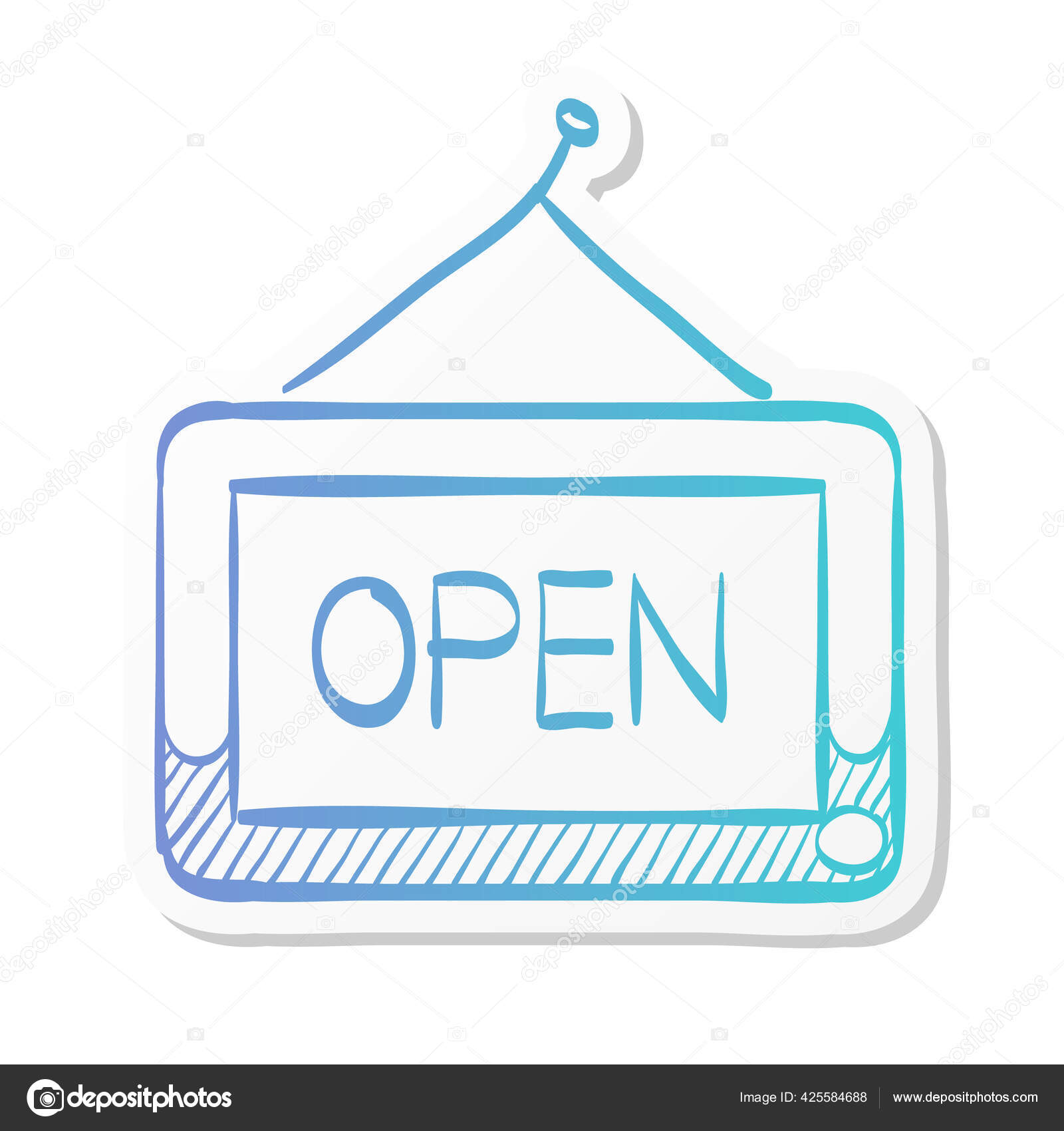 Open Sign Icon Sticker Color Style Cafe Restaurant Shop Store Stock ...