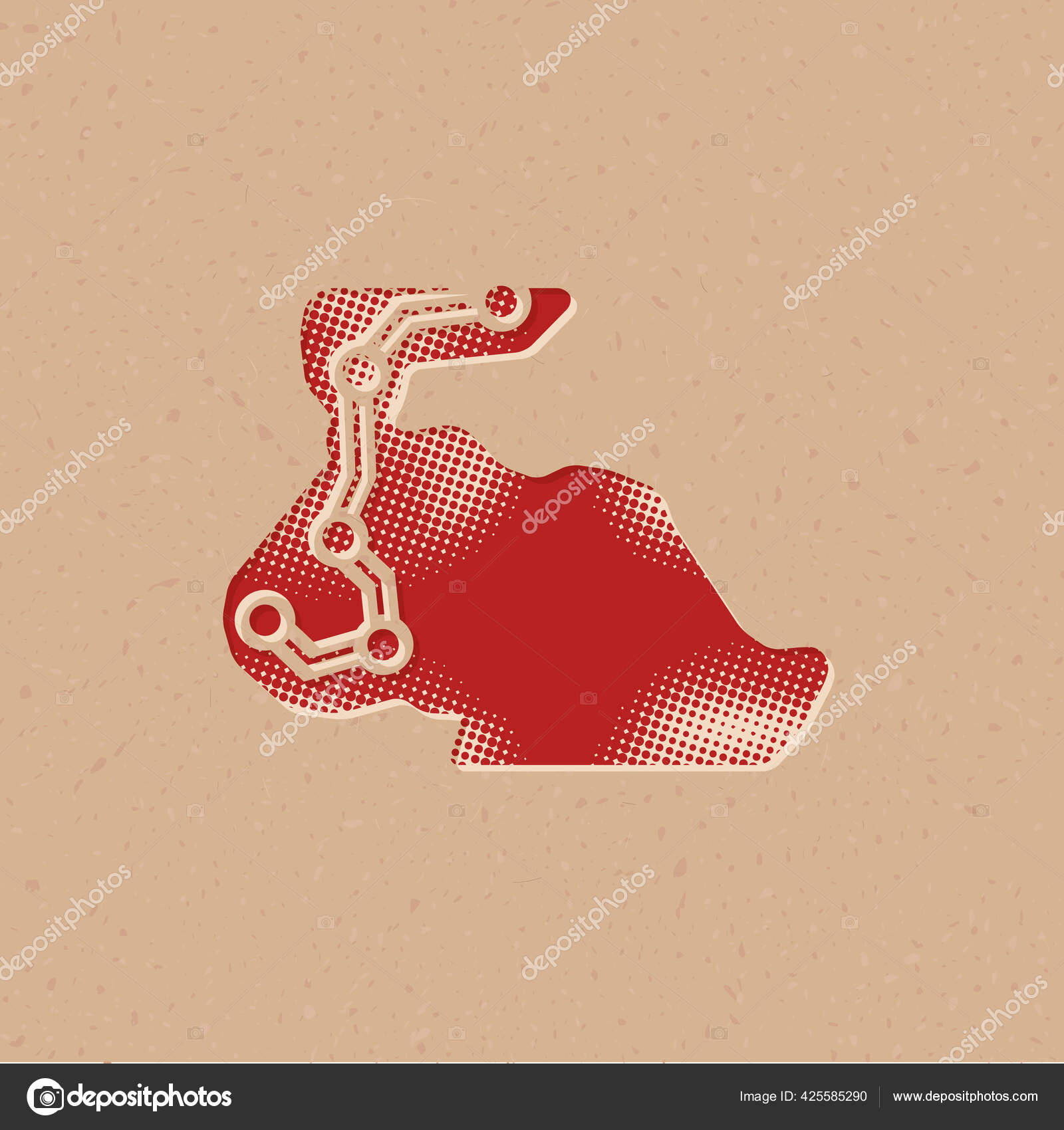 Rally Route Map Icon Halftone Style Grunge Background Vector ...