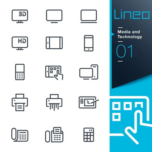 Lineo - Media and Technology outline icons — Stock Vector ...