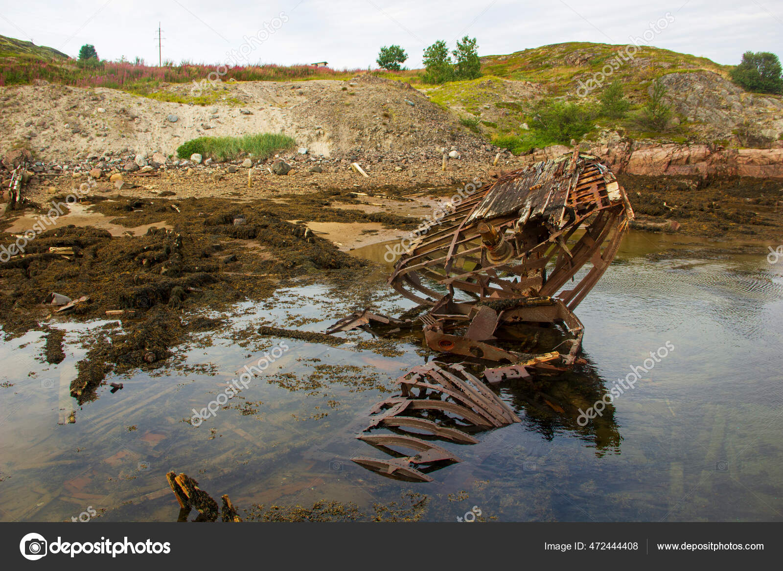 Ship Graveyard Sunken Rusty Abandoned Fishing Vessel Russia Kola ...
