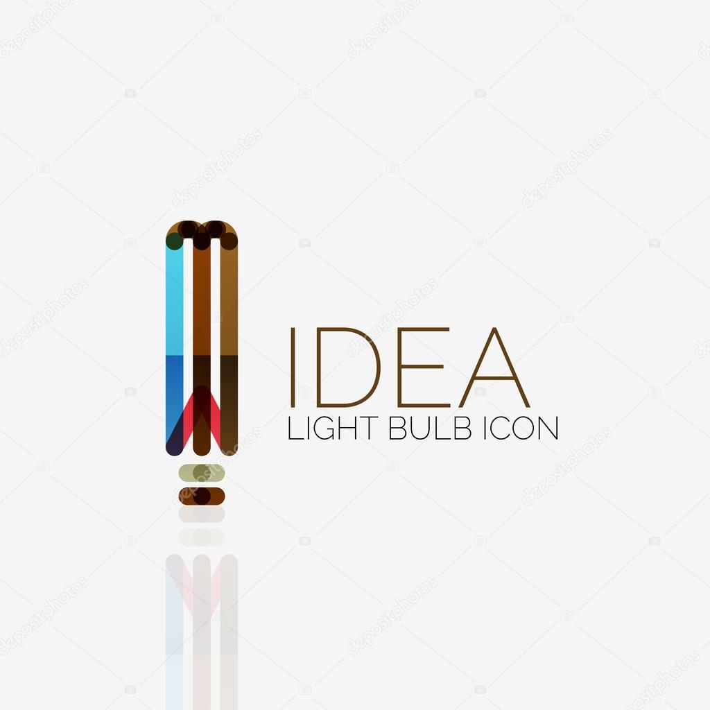 Logo, vector light bulb abstract linear geometric business icon. Idea ...