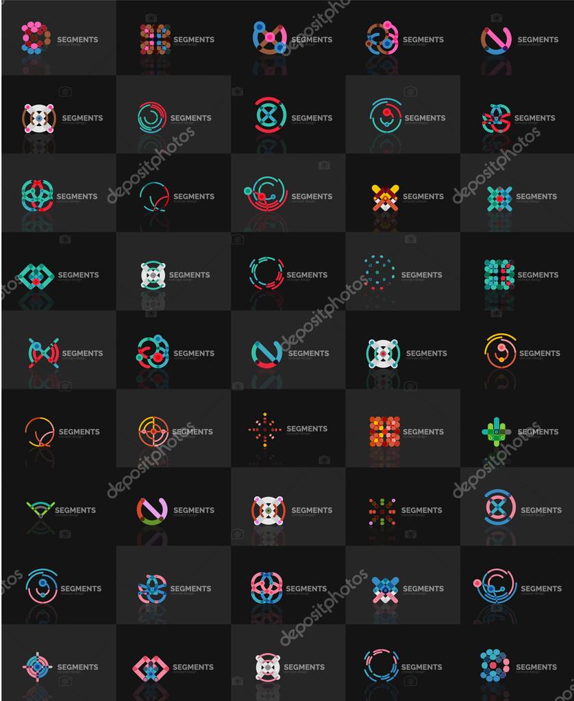 Set of vector linear logotypes, geometric abstract symbols, elegant ...