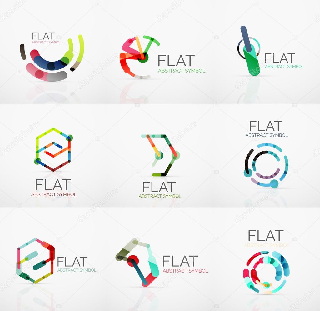 Logo collection - abstract minimalistic linear flat design. Business hi ...
