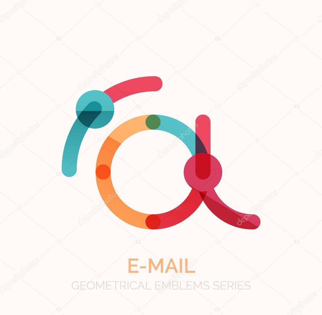 Vector email business symbol, or at sign logo. Linear minimalistic flat ...
