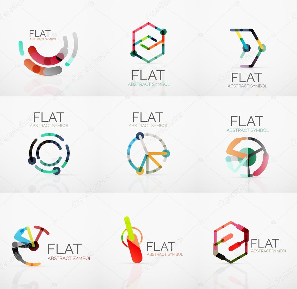 Logo collection - abstract minimalistic linear flat design. Business hi ...