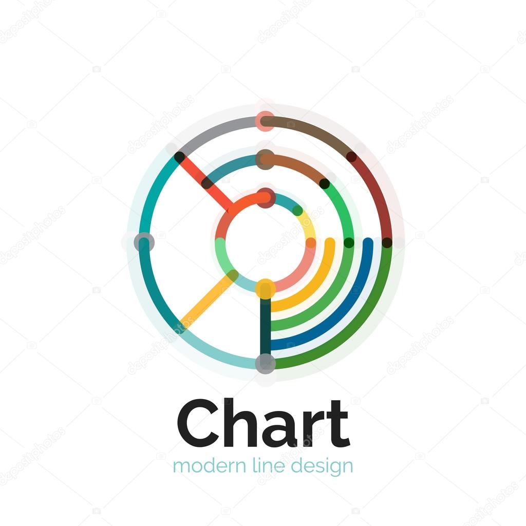 Thin line chart logo design. Graph icon modern colorful flat style ...