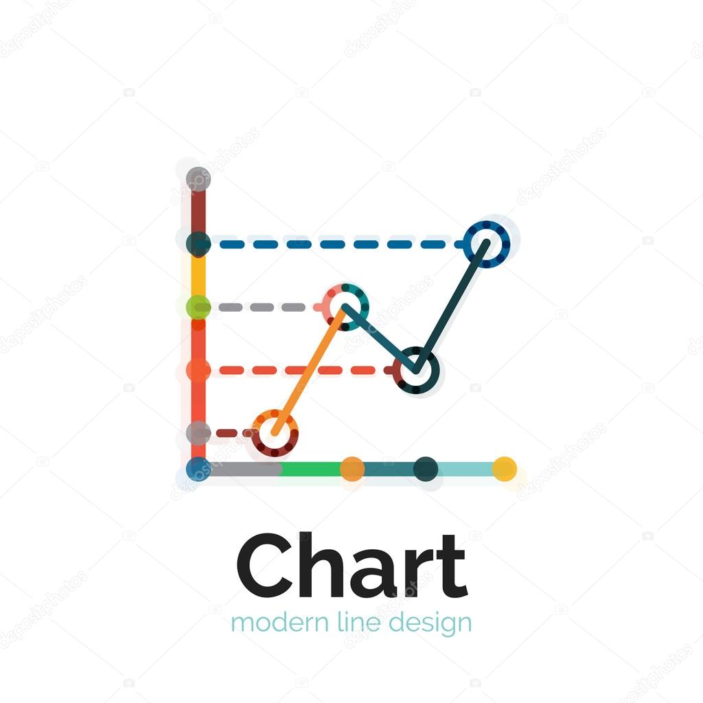 Thin line chart logo design. Graph icon modern colorful flat style ...