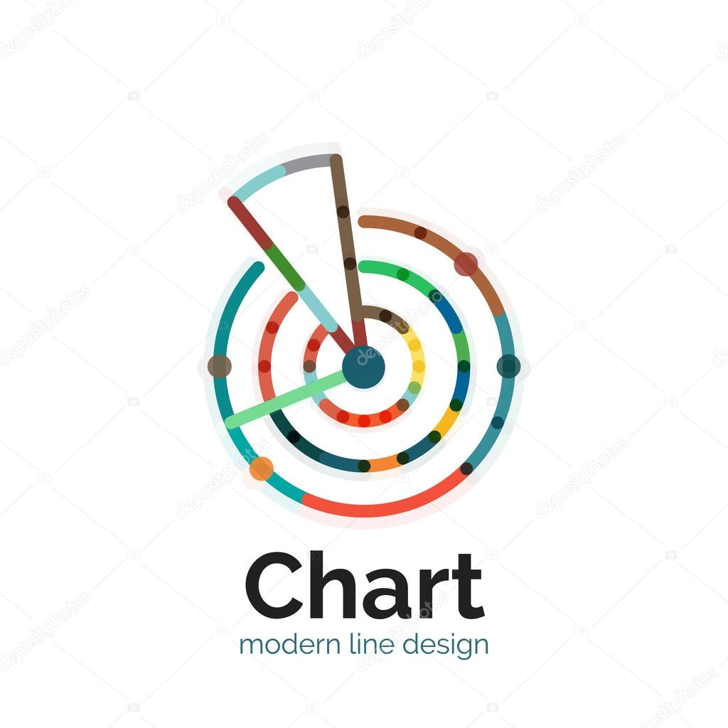 Thin line chart logo design. Graph icon modern colorful flat style ...