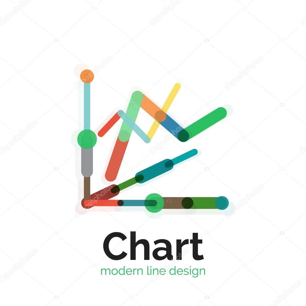Thin line chart logo design. Graph icon modern colorful flat style ...