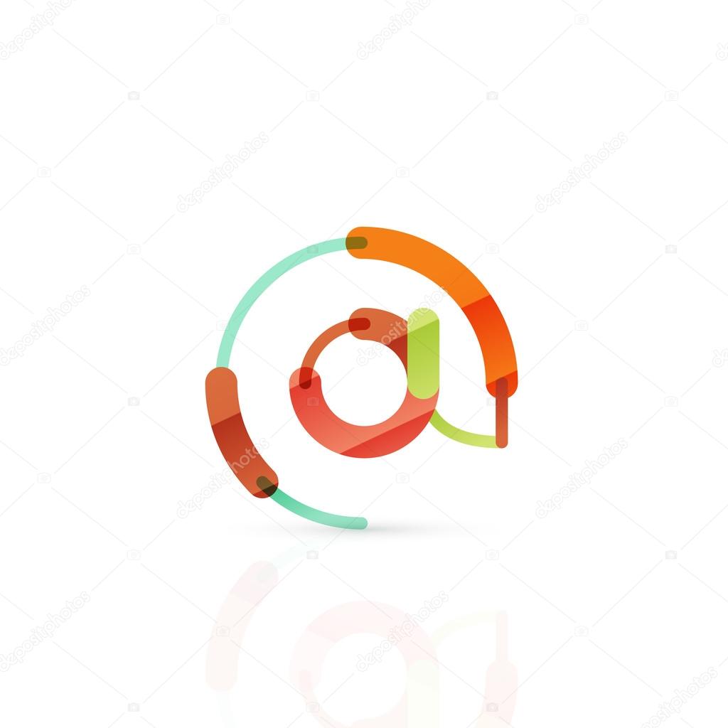 Vector email business symbol, or at sign logo. Linear minimalistic flat ...