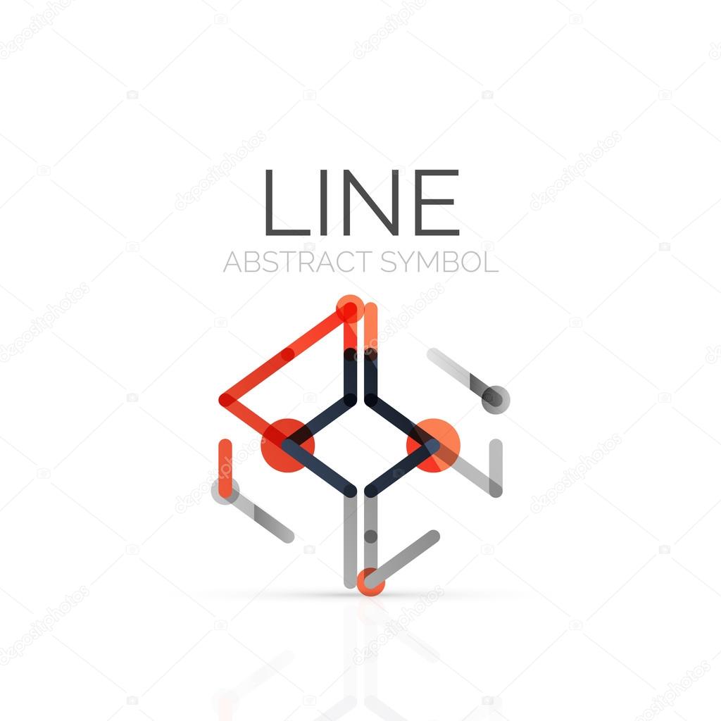 Linear abstract logo, connected multicolored segments of lines ...