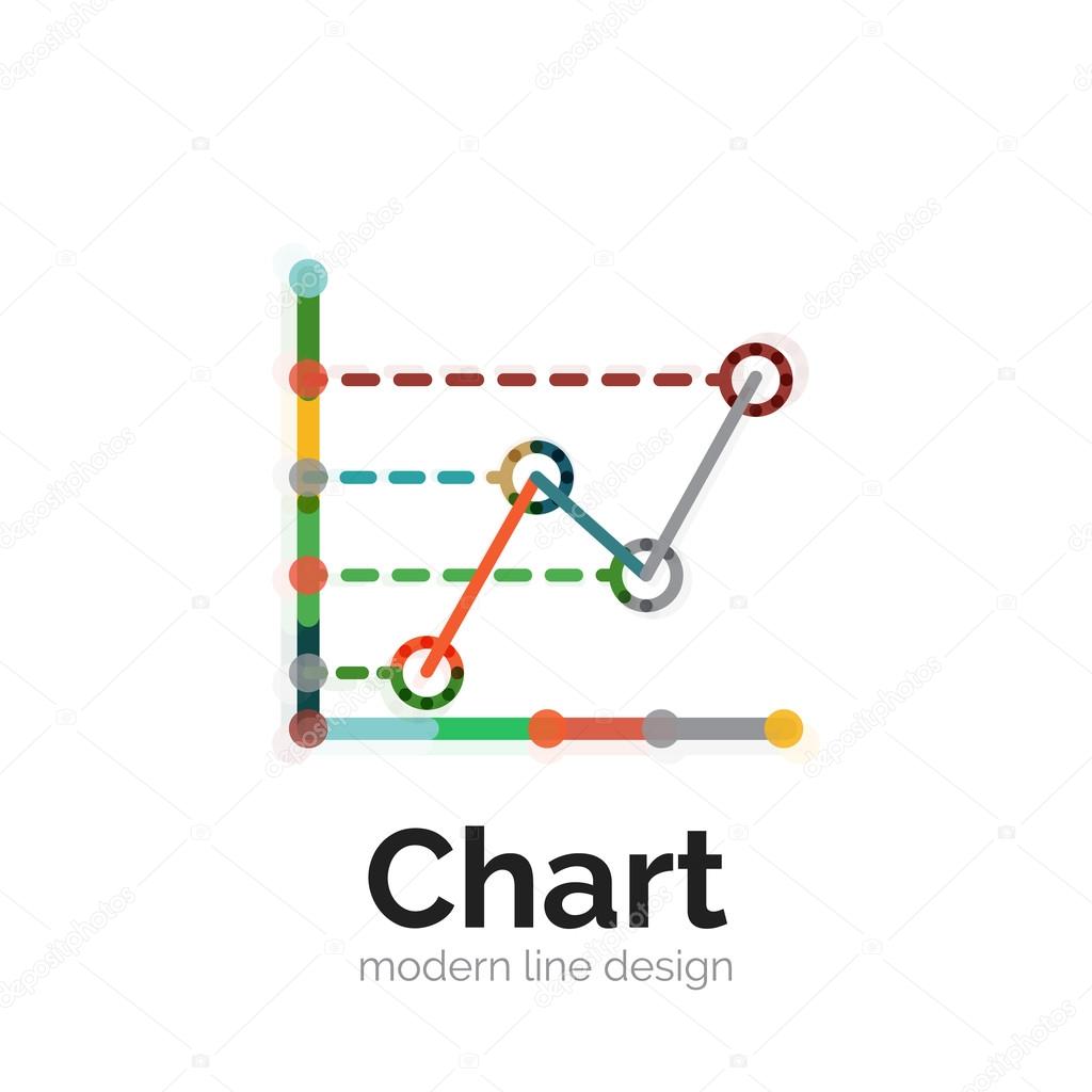 Thin line chart logo design. Graph icon modern colorful flat style ...