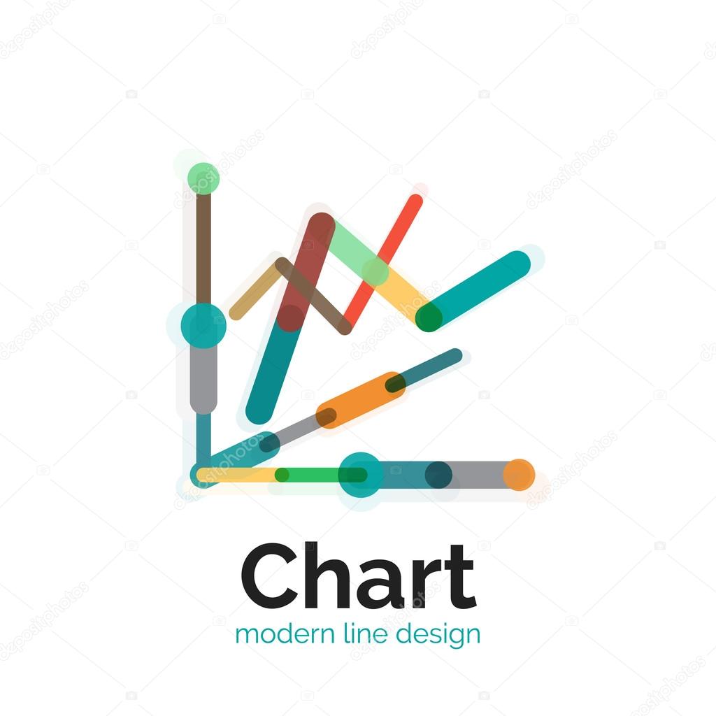 Thin line chart logo design. Graph icon modern colorful flat style ...