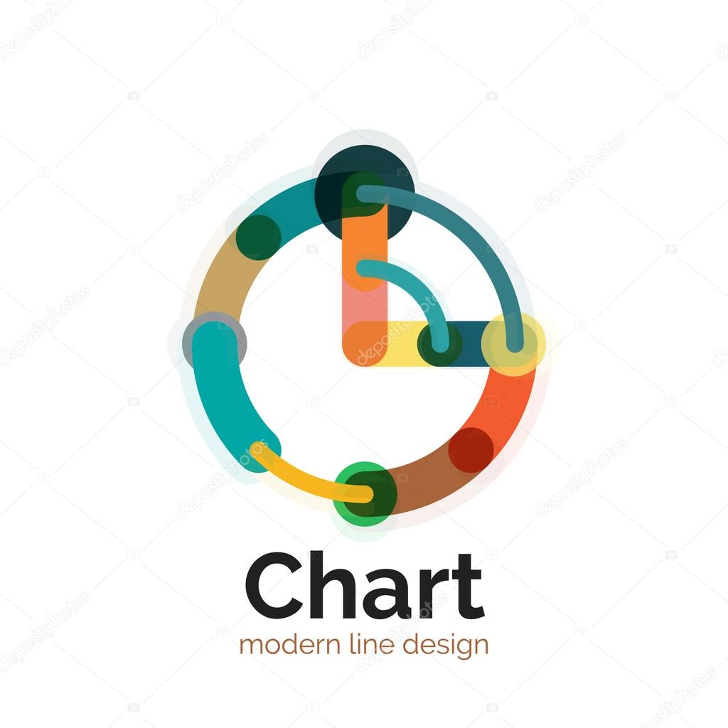 Thin line chart logo design. Graph icon modern colorful flat style ...