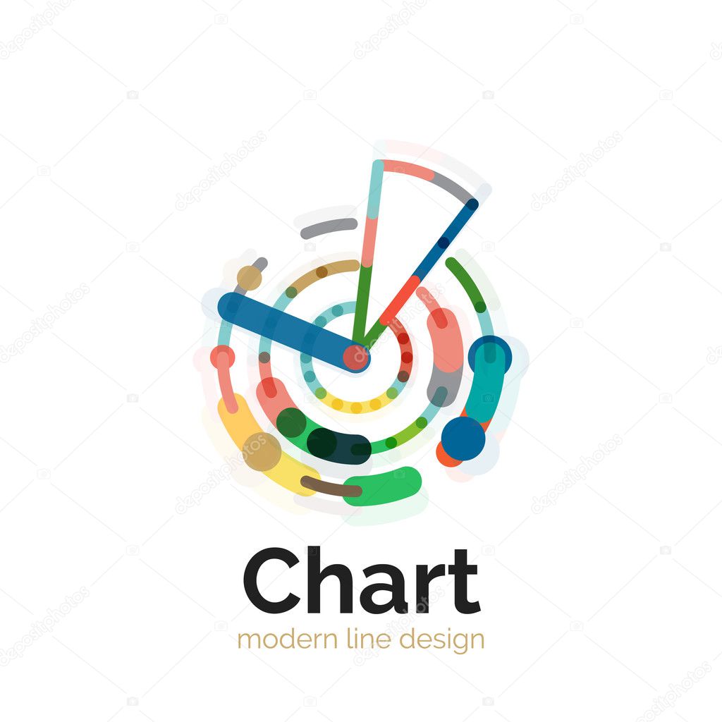 Thin line chart logo design. Graph icon modern colorful flat style ...