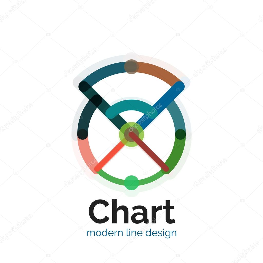 Thin line chart logo design. Graph icon modern colorful flat style ...