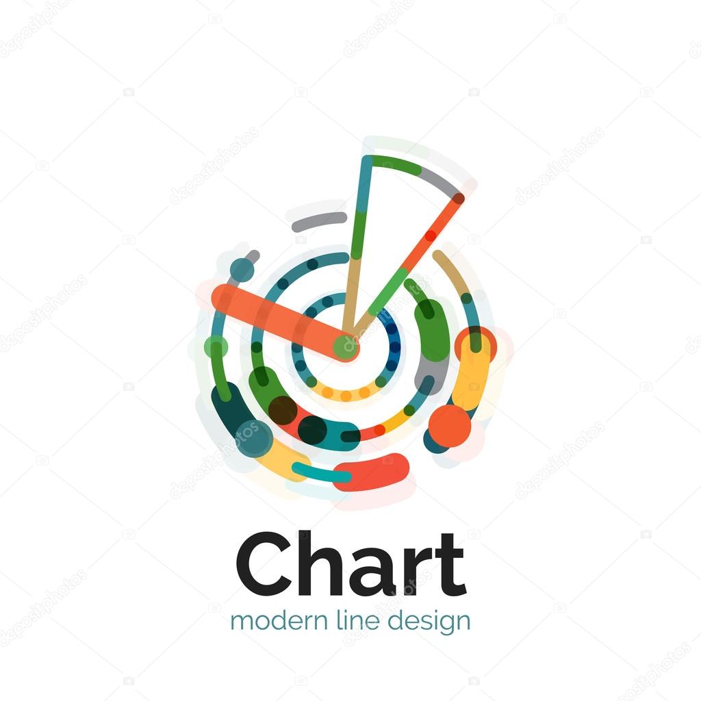 Thin line chart logo design. Graph icon modern colorful flat style ...