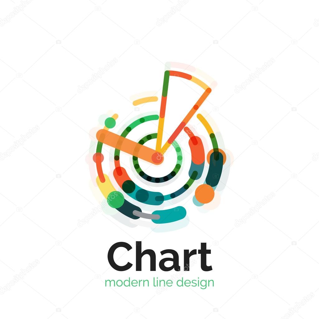 Thin line chart logo design. Graph icon modern colorful flat style ...