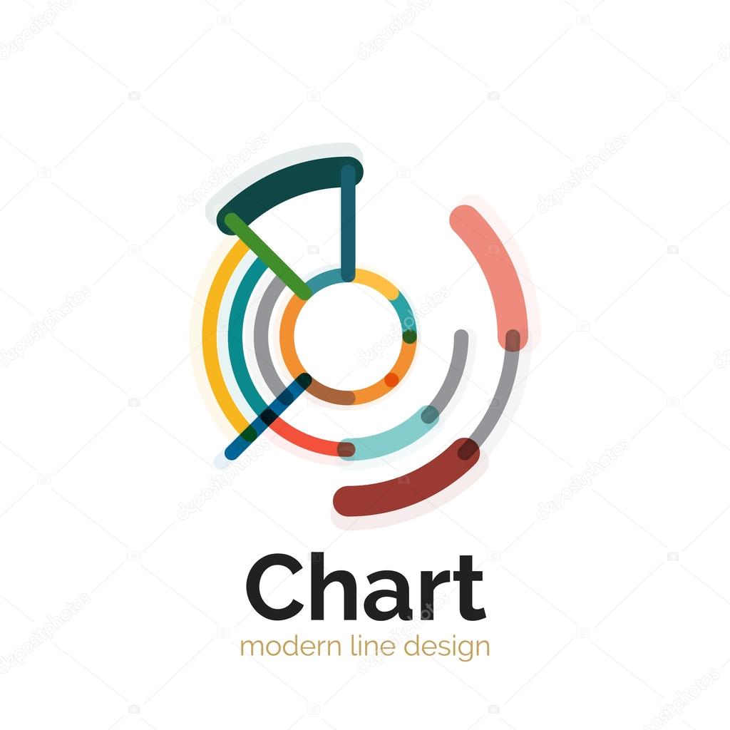 Thin line chart logo design. Graph icon modern colorful flat style ...