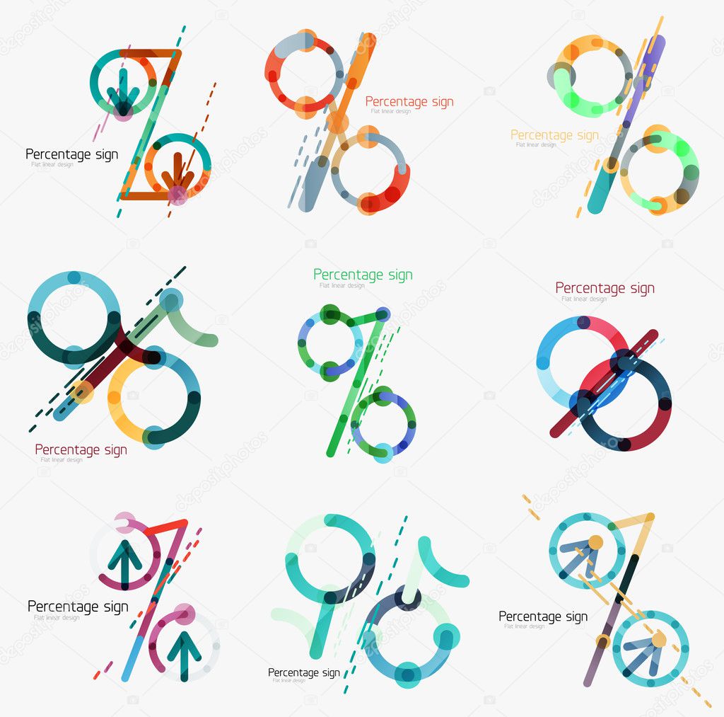 Set of percentage signs, flat design Stock Vector by ©akomov 105191926