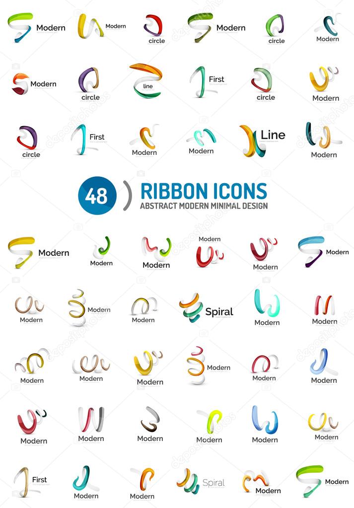 Vector line ribbon logo set Stock Vector Image by ©akomov #105391582