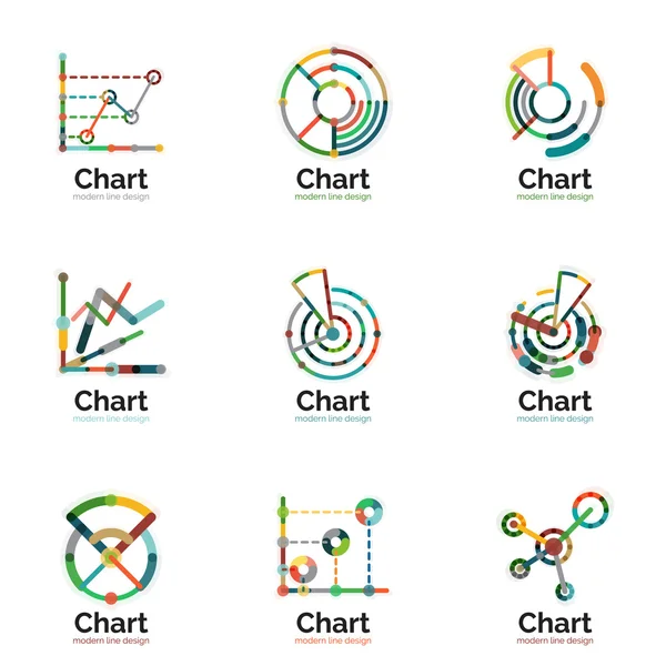 Thin line chart logo set. Graph icons modern colorful flat style Stock ...