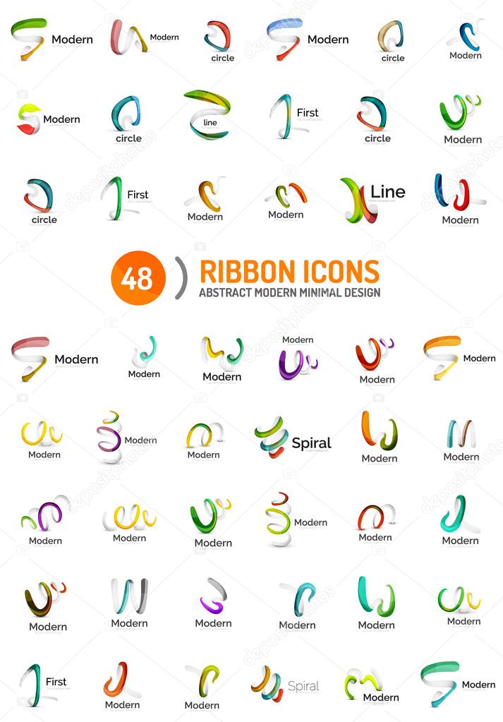 Vector line ribbon logo set Stock Vector by ©akomov 105961416
