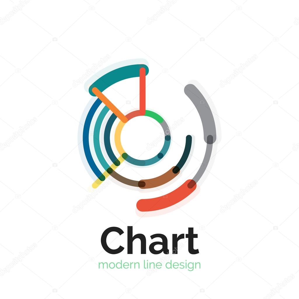 Thin line chart logo design. Graph icon modern colorful flat style ...