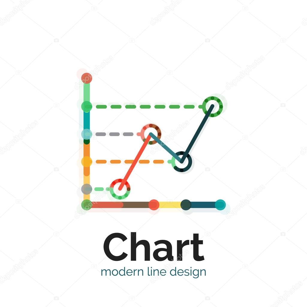 Thin line chart logo design. Graph icon modern colorful flat style ...
