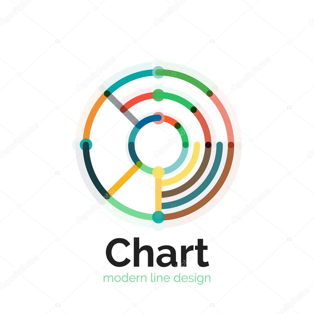 Thin line chart logo design. Graph icon modern colorful flat style ...