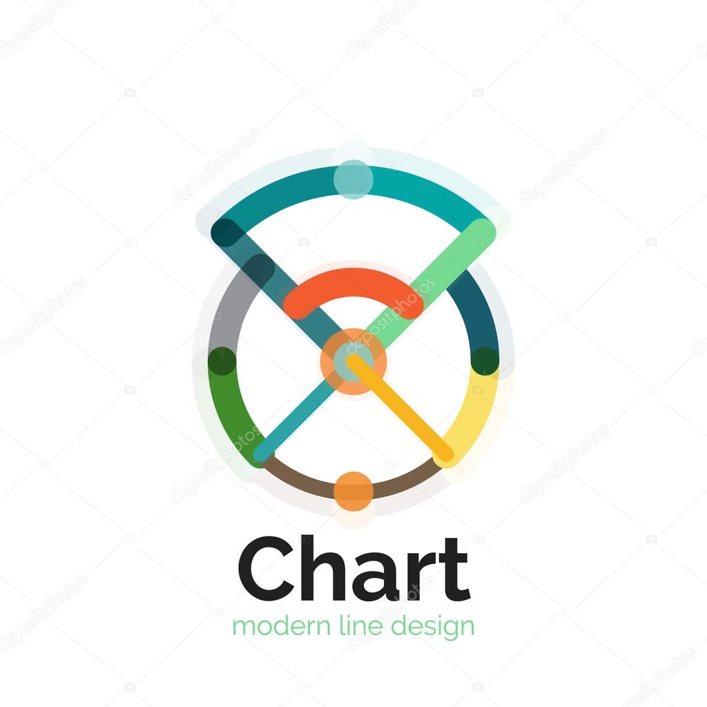 Thin line chart logo design. Graph icon modern colorful flat style ...