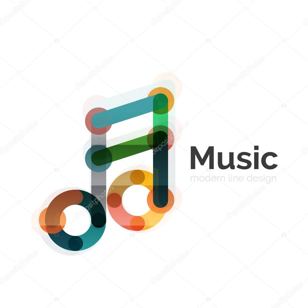 Music note logo, flat thin line geometric design Stock Vector by ...