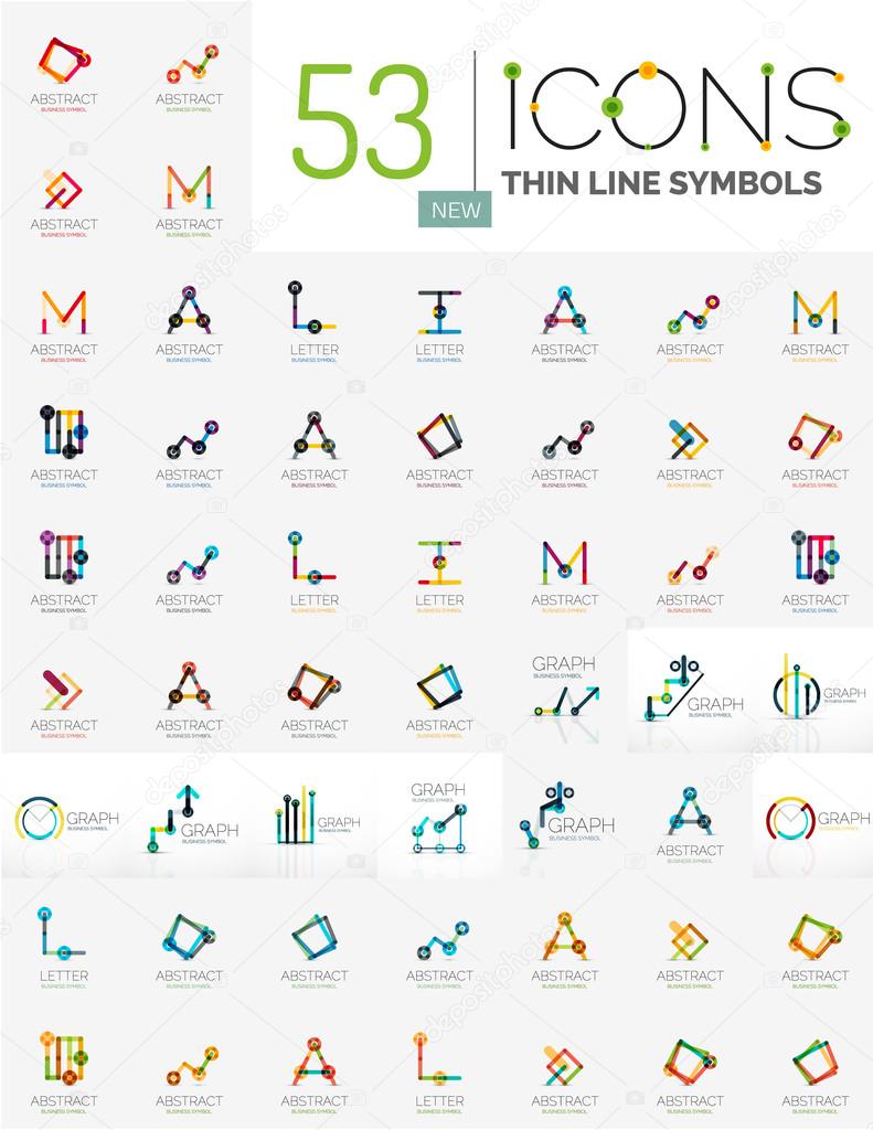 Collection of linear abstract logos Stock Vector Image by ©akomov ...