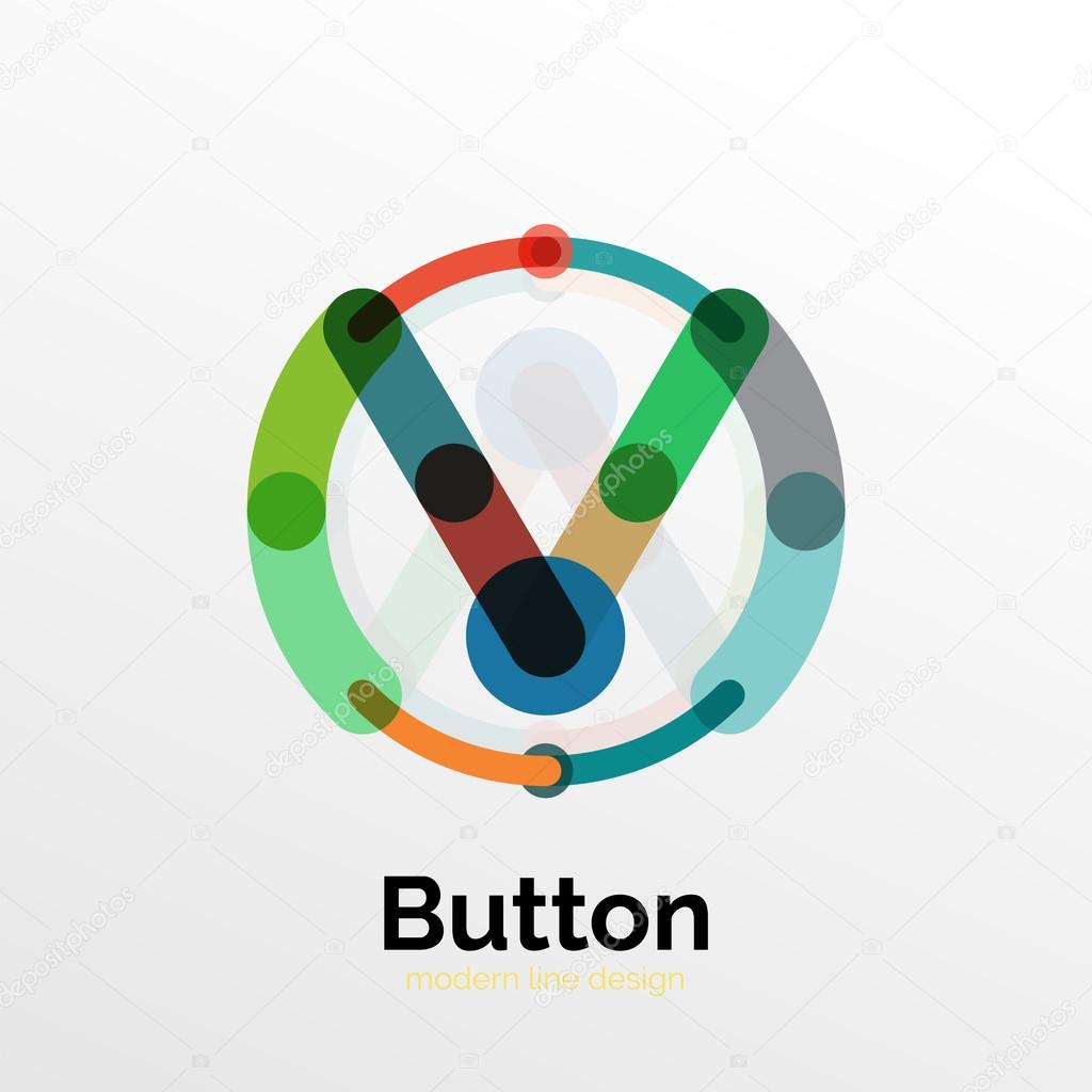 Thin line design geometric button, flat illustration Stock Vector Image ...